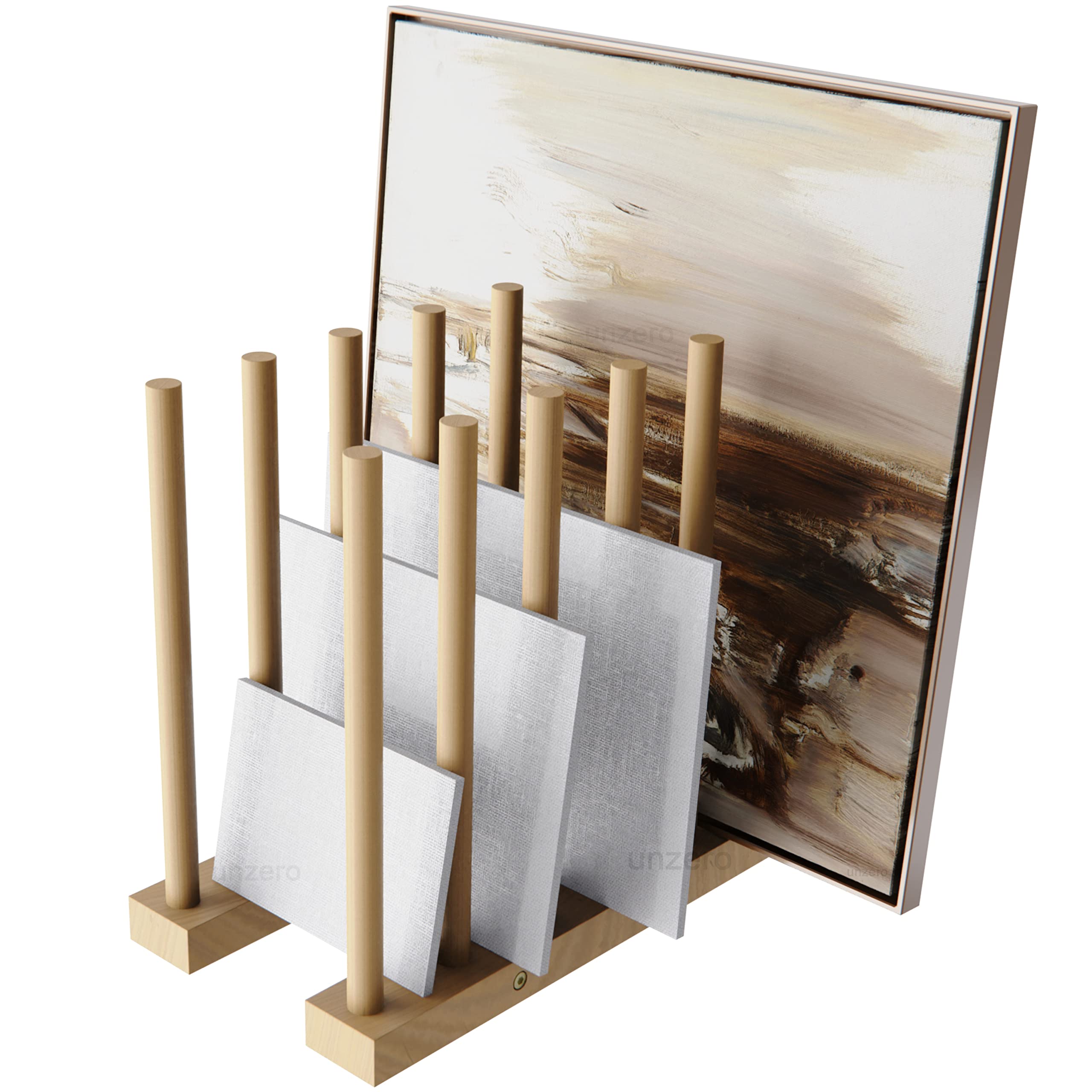 UNZERO Art Storage Rack, Art Drying Rack, Wood Storage Stand for Canvas Boards, Panel, Frame, Drawing Board, Printed Matter, Paper Pad, Backing Plate (8.3" D x 15" W x 13.7" H)