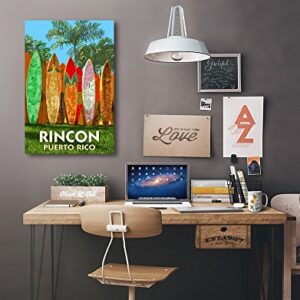 Lantern Press Rincon, Puerto Rico, Surfboard Fence, (24x36 Wrapped Canvas, Wall Decor, Artwork)