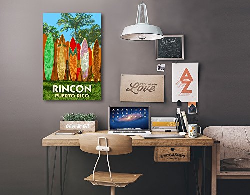 Lantern Press Rincon, Puerto Rico, Surfboard Fence, (24x36 Wrapped Canvas, Wall Decor, Artwork)