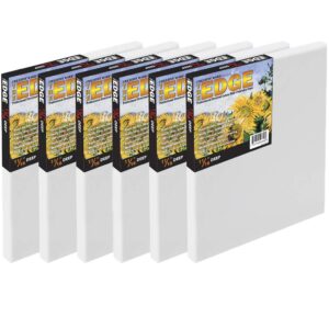 creative mark the edge deluxe cotton stretched canvas for painting, 24x24, 6-pack, 14oz. primed weight, universal archival priming, medium tooth, frameless artwork canvas for painters of all levels