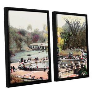 artwall 2 piece "linda parker's bethesda fountain" floater framed canvas artwork, 24" x 36"