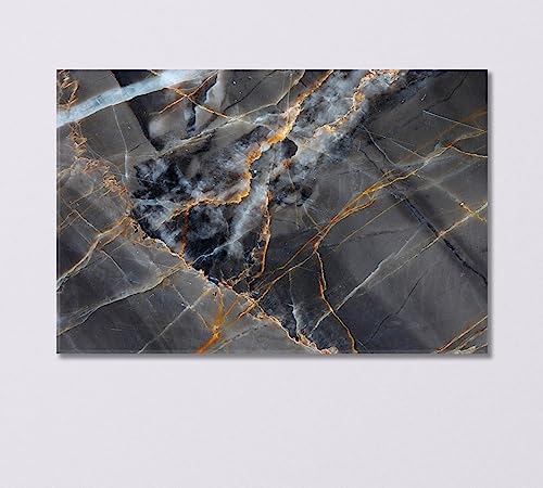 Yellow and Dark Gray Marble Canvas Print 3 Panels / 36x24 inches