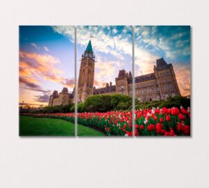 parliament building of canada canvas print 3 panels / 36x24 inches