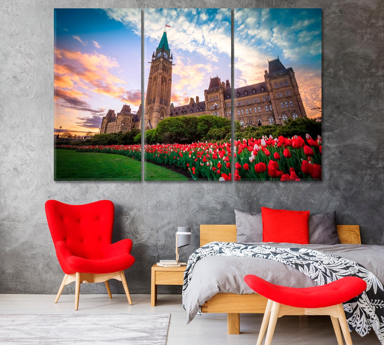 Parliament Building of Canada Canvas Print 3 Panels / 36x24 inches