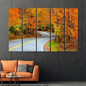 Road to Vermouth USA Autumn Landscape Canvas Print 5 Panels / 36x24 inches