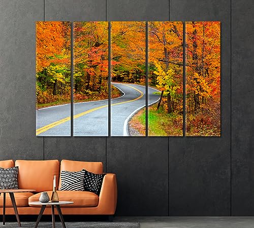 Road to Vermouth USA Autumn Landscape Canvas Print 5 Panels / 36x24 inches