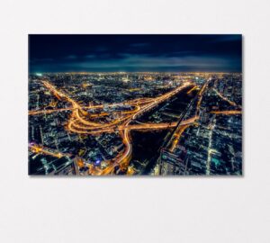 bangkok cityscape at night thailand canvas print 1 panel / 36x24 inches