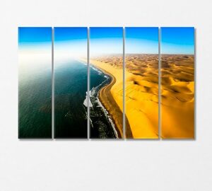 skeleton coast namib desert namibia canvas print 5 panels / 36x24 inches