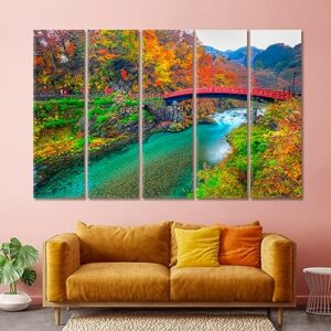 Shinkyo Bridge in Autumn Season Japan Canvas Print 5 Panels / 36x24 inches