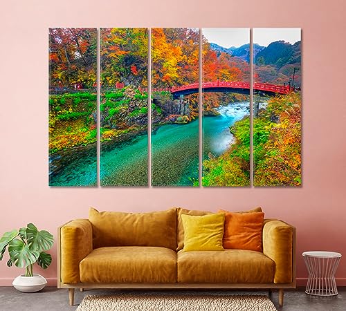 Shinkyo Bridge in Autumn Season Japan Canvas Print 5 Panels / 36x24 inches