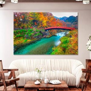 Shinkyo Bridge in Autumn Season Japan Canvas Print 5 Panels / 36x24 inches