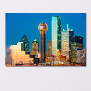 Dallas Skyline at Sunset USA Canvas Print 1 Panel / 36x24 inches