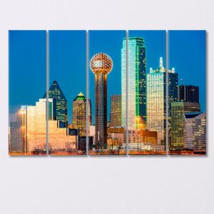 Dallas Skyline at Sunset USA Canvas Print 1 Panel / 36x24 inches