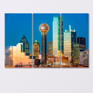 Dallas Skyline at Sunset USA Canvas Print 1 Panel / 36x24 inches