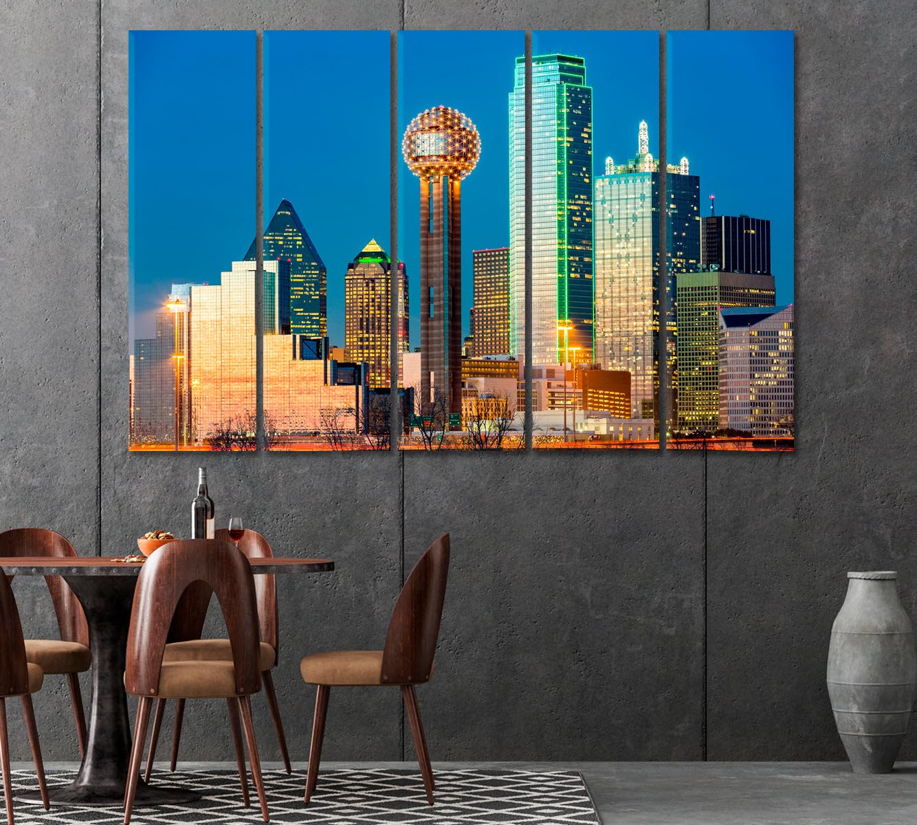 Dallas Skyline at Sunset USA Canvas Print 1 Panel / 36x24 inches