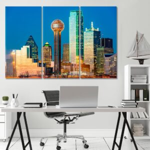 Dallas Skyline at Sunset USA Canvas Print 1 Panel / 36x24 inches