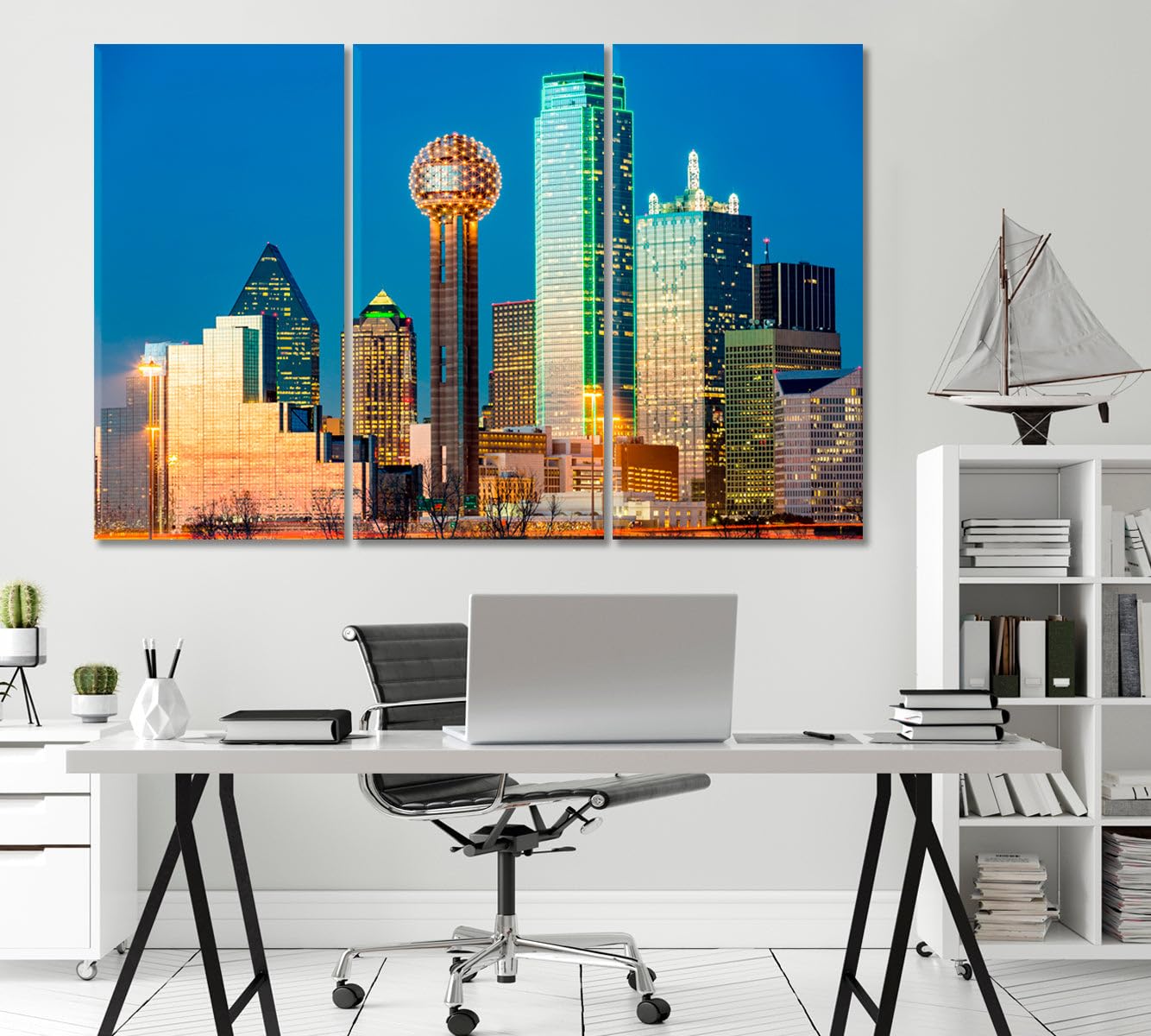 Dallas Skyline at Sunset USA Canvas Print 1 Panel / 36x24 inches