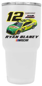 r and r imports nascar # 12 ryan blaney 24 oz stainless steel tumbler car design white