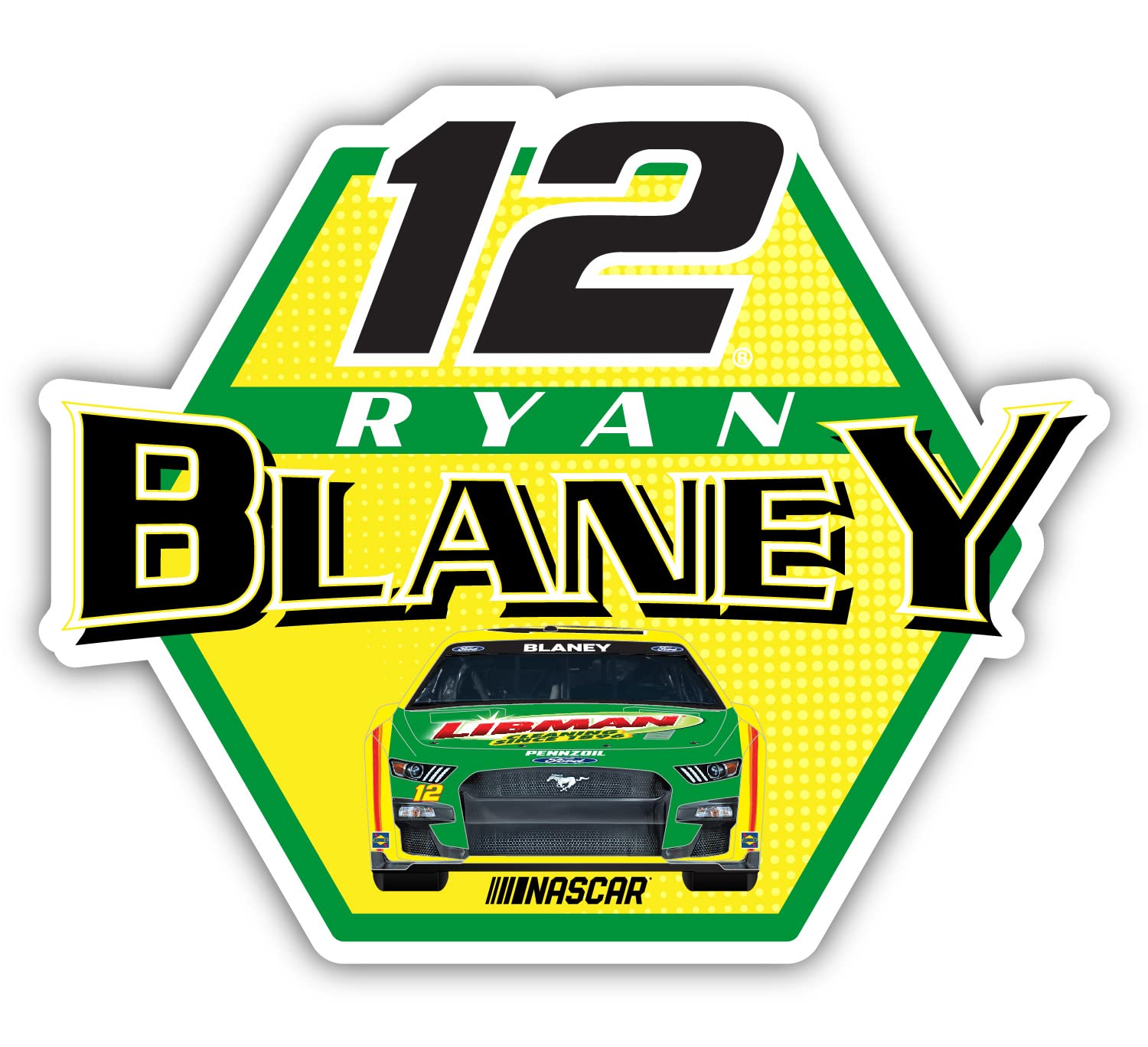 Nascar # 12 Ryan Blaney 2-Inch Vinyl Decal Stiker