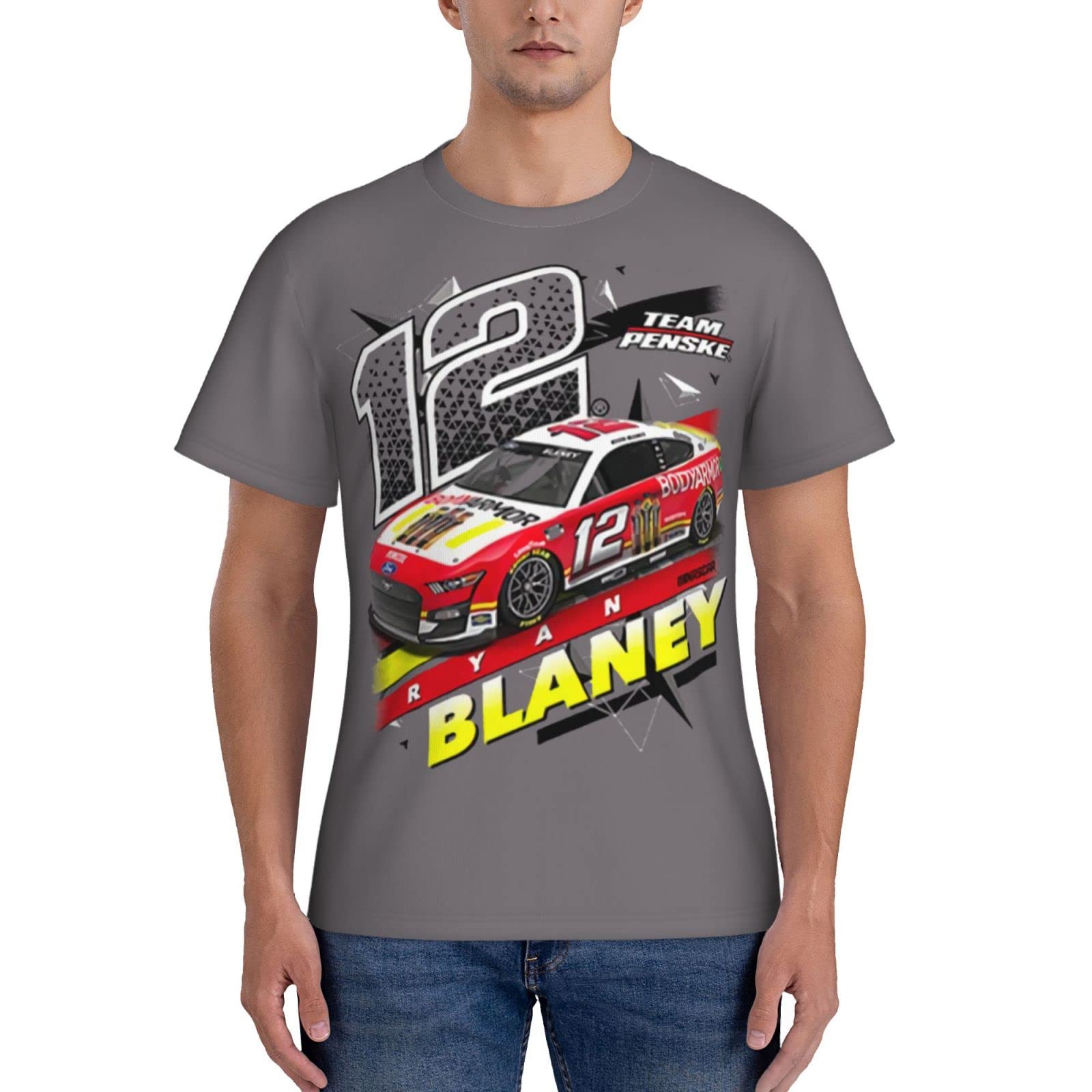 Ryan Blaney 12 Men's T-Shirt Crewneck T-Shirt Tight Sport Short Sleeve Classic Printing Performance