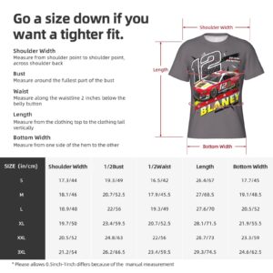 Ryan Blaney 12 Men's T-Shirt Crewneck T-Shirt Tight Sport Short Sleeve Classic Printing Performance