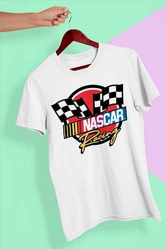 NASCAR Checkered Racing Flag Men's and Women's Short Sleeve T-Shirt (White, Large)