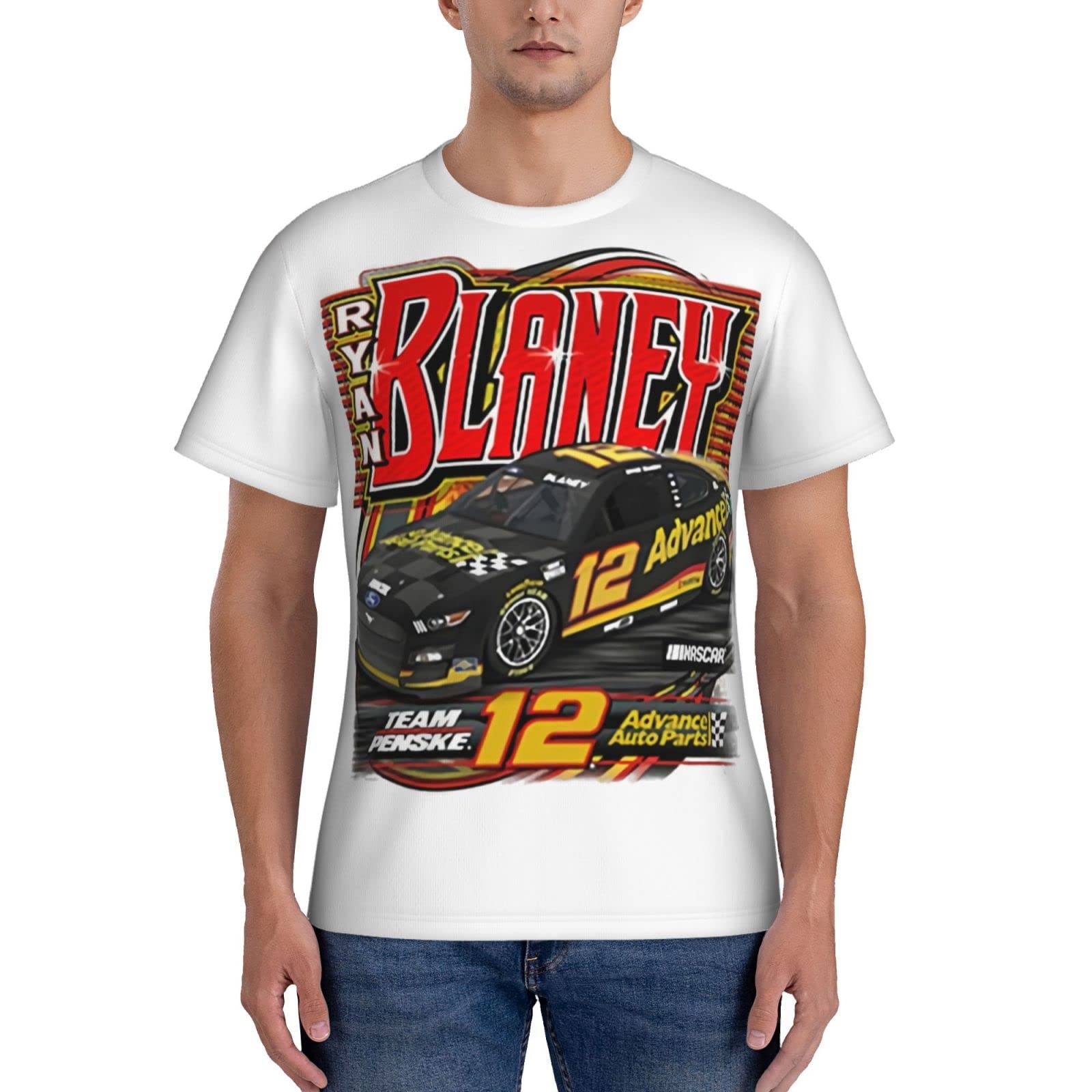 Ryan Blaney 12 Men's T-Shirt Crewneck T-Shirt Tight Sport Short Sleeve Classic Printing Performance