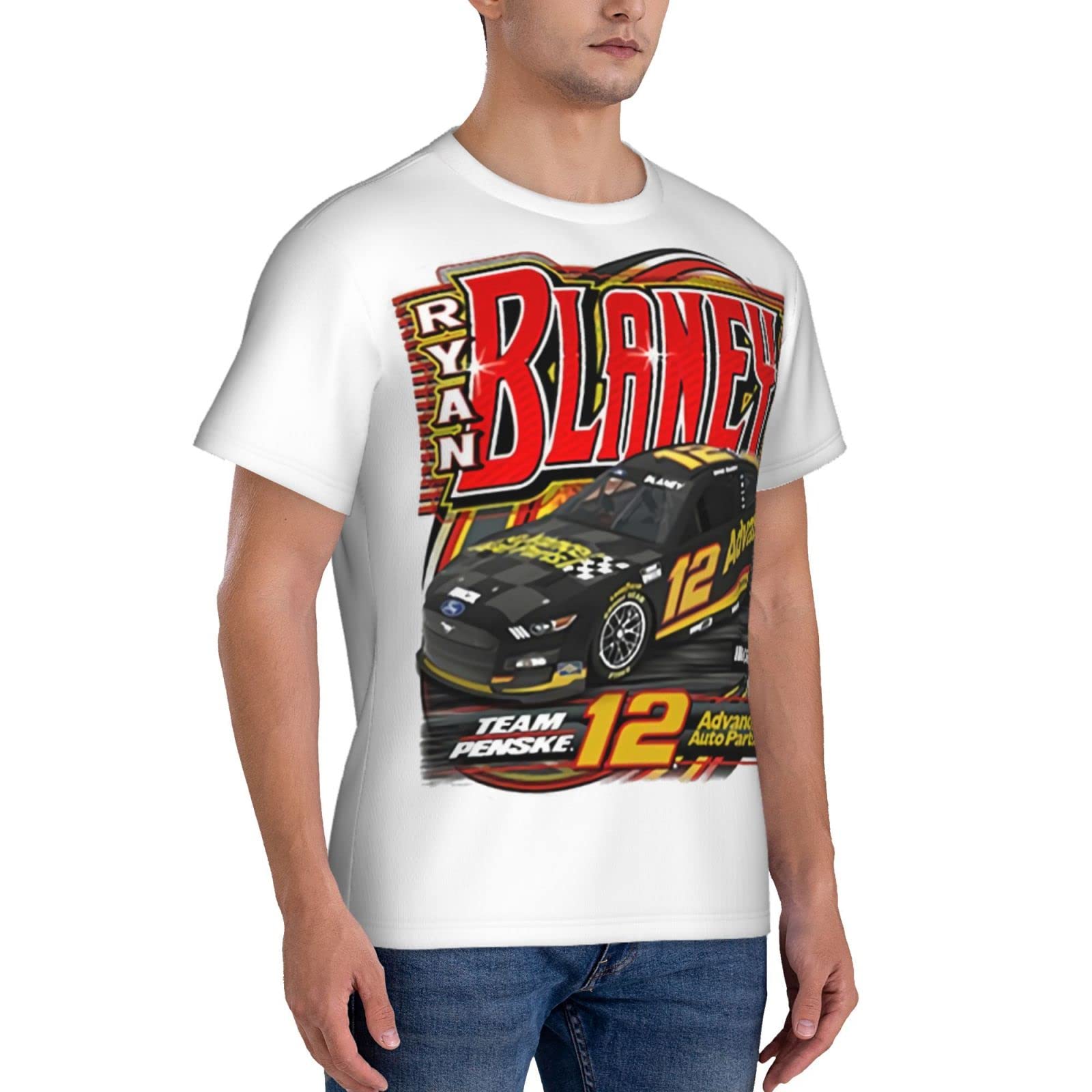 Ryan Blaney 12 Men's T-Shirt Crewneck T-Shirt Tight Sport Short Sleeve Classic Printing Performance