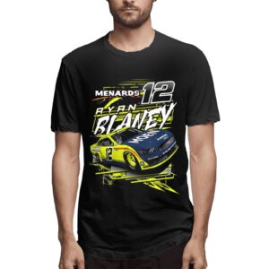 ryan blaney 12 men's t-shirt crewneck t-shirt printing performance classic short sleeve black