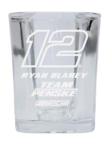 r and r imports ryan blaney nascar #12 etched square shot glass