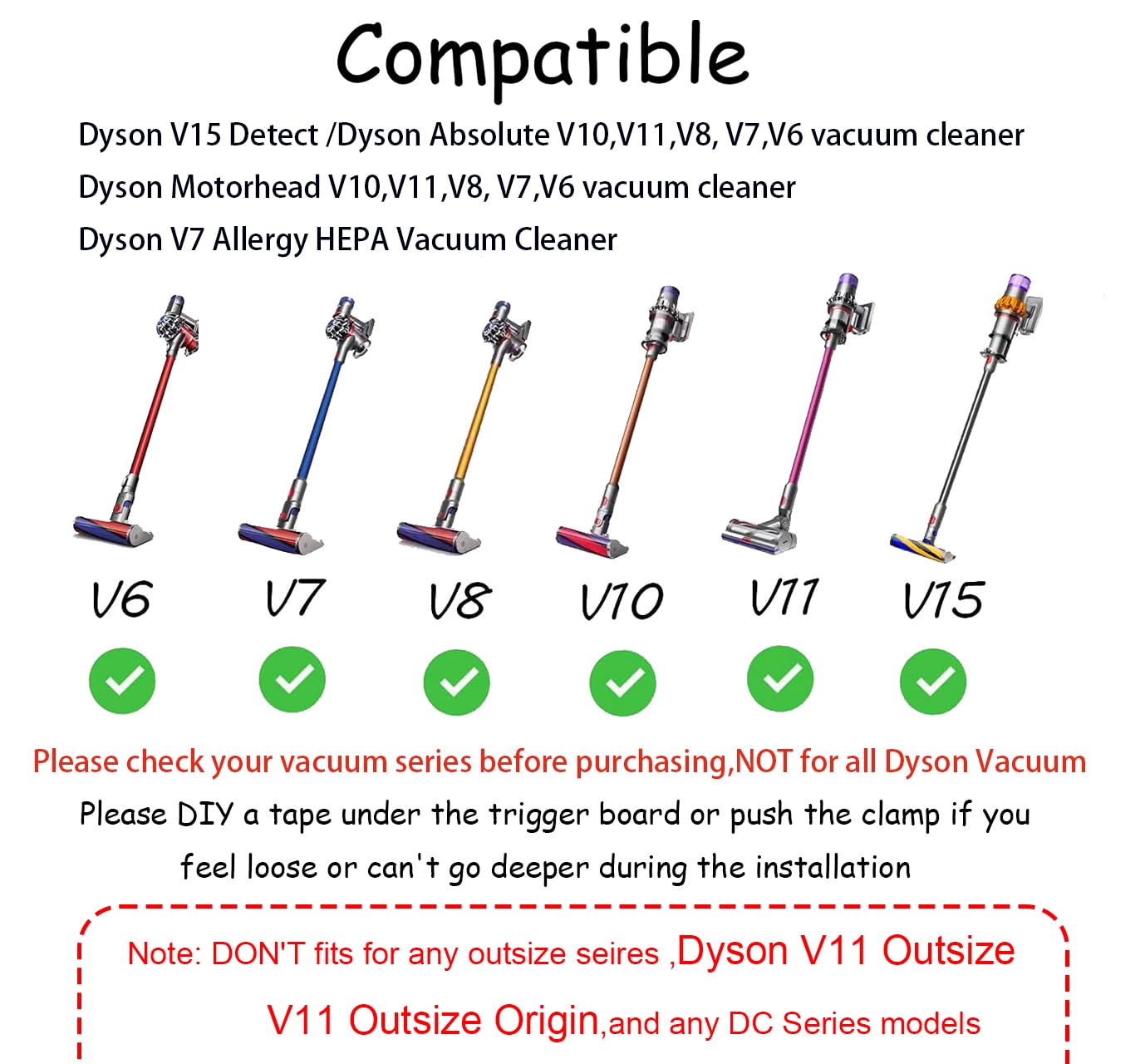 REEYEAR Power Button On/Off Control Clamp Compatible with Dyson Absolute/Motorhead V6 V8 V7 V10 V11 V15 Series Vacuum Cleaner, Dyson Trigger Lock, Free Your Gripping Fingers,1 Pack