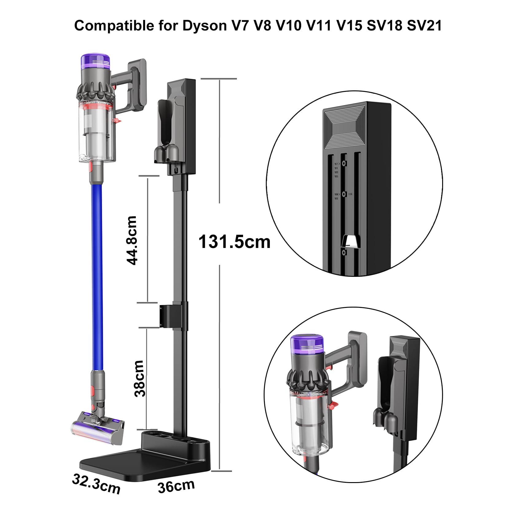 Foho Vacuum Stand Storage Dock Dockings Station Compatible for Dyson V7 V8 V10 V11 V12 V15 SV18 SV21, Storage Bracket Stand Compatible for Dyson Vacuum Cleaner and Central Vacuum Installation Parts