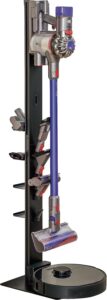 mount plus hab2-hs premier aluminum storage stand made for dyson v15 v12 v11 v10 v8 v7 v6 cordless stick vacuum cleaner and floor robot with 8 attachment holders