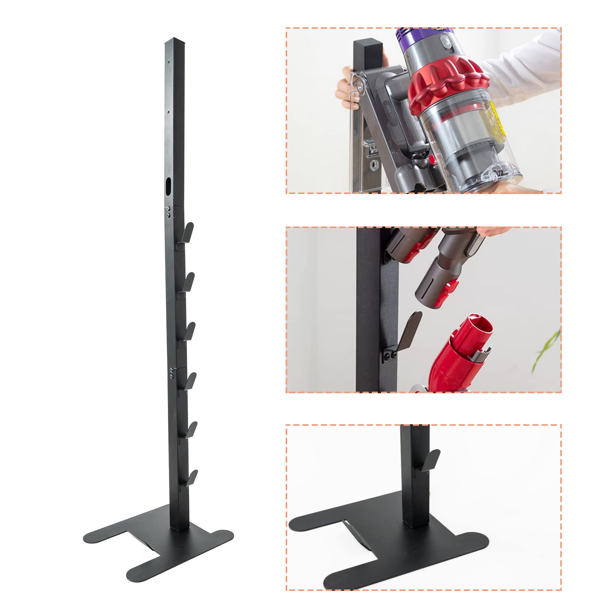 IZSOHHOME Vacuum Stand for Dyson,Storage Stand Docking Station Holder,Compatible with Dyson V15 V11 V10 V8 V7 V6 Cordless Vacuum Cleaners Accessories,Stable Metal Bracket Organizer Rack(Update Black)