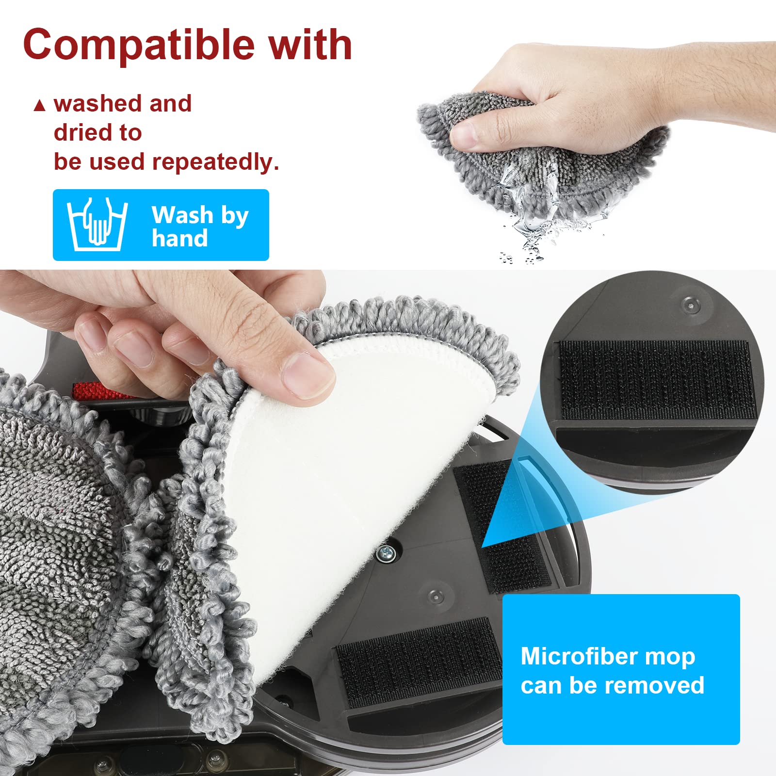 ARyee Electric Mop Head Attachment for dyson V15 V11 V10 V8 V7 Wet&Dry Dual-Use Vacuum Cleaner with Removable Water Tank, 6 Washable Mop Pads