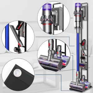 Lasvea Vacuum Stand for Dyson V6, V7, V8, V10, V11, V12, V15 Cordless Cleaners - Heavy Base Metal Bracket Holder with Trigger Lock, On/Off Control Clamp, Accessory & Attachment Storage