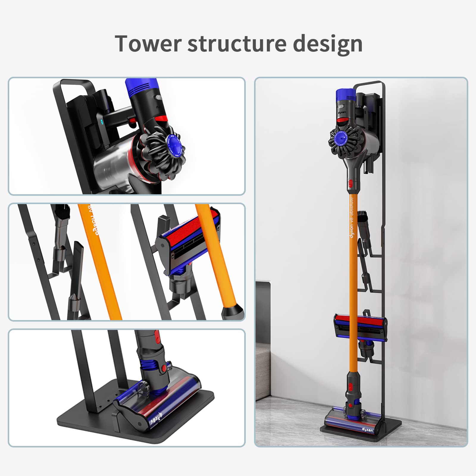 BENOSS Vacuum Stand Stable Metal Bracket Stand Holder for Dyson Handheld Vacuum Cleaners V15 V12 V11 V10 V8 V7 V6 No-Drill Vacuum Docking Station Cordless Vacuum Cleaners & Accessories & Attachments