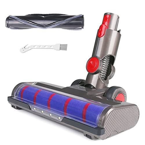 Hardwood Floor Attachment for Dyson V7 V8 V10 V11 V15 Vacuum Cleaners with Extra Replacement Soft Roller Brush Bar Brushroll LED Headlights Floor Brush Attachments