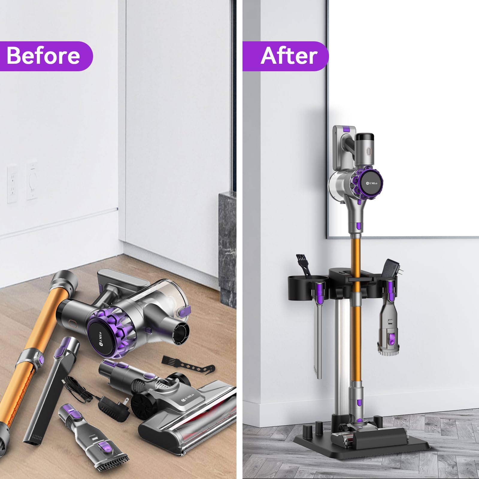 UMLo VS5 Stand Holder for Cordless Vacuum Cleaner Compatible S3 N3S S500 V111 N3/Dyson V7 V8 V10 V11 V15/Tineco, and More Stick Vacuum & Attachments