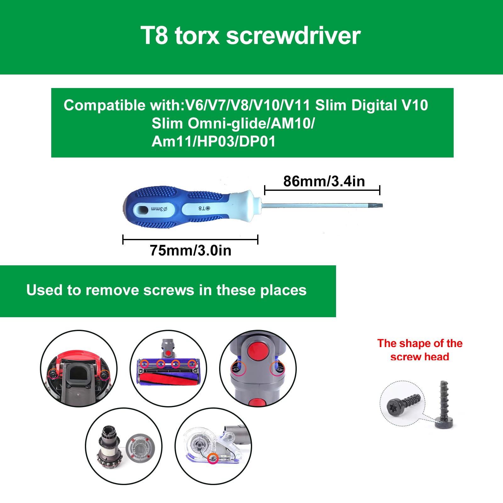 tuvisin Screwdriver Set Compatible with Dyson V6 V7 V8 V10 V11 V15 Vacuum Cleaner，Screwdriver Set Cleaning Kit, Special Maintenance and Cleaning and Repair Customized Disassembly Tool