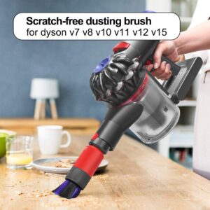 DrRobor Scratch-Free Dusting Brush for Dyson V7 V8 V10 V11 V12 V15, Traceless Soft Dust Brush Attachment with Self Cleaning Design