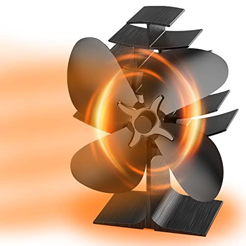 4-Blade Heat Powered Stove Fan, Wood Stove Fan Fireplace Fan for Wood/Log Burner/Fireplace, Auto-sensing Wood Burning Stove (Non-Electric) Efficient Heat Distribution and Silent Operation