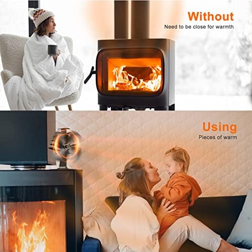 4-Blade Heat Powered Stove Fan, Wood Stove Fan Fireplace Fan for Wood/Log Burner/Fireplace, Auto-sensing Wood Burning Stove (Non-Electric) Efficient Heat Distribution and Silent Operation