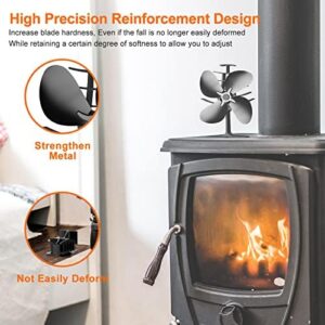 4-Blade Heat Powered Stove Fan, Wood Stove Fan Fireplace Fan for Wood/Log Burner/Fireplace, Auto-sensing Wood Burning Stove (Non-Electric) Efficient Heat Distribution and Silent Operation