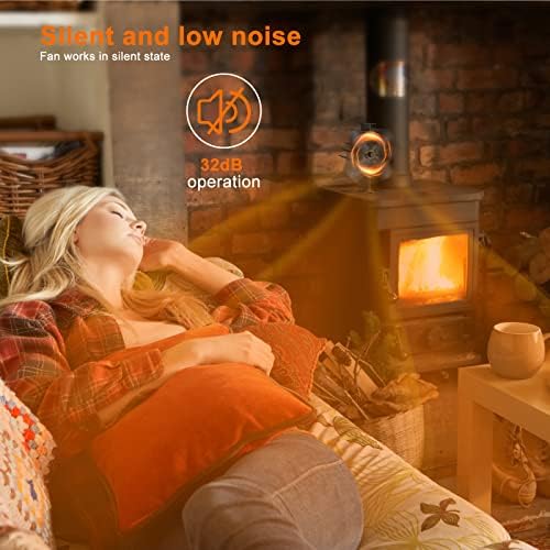 4-Blade Heat Powered Stove Fan, Wood Stove Fan Fireplace Fan for Wood/Log Burner/Fireplace, Auto-sensing Wood Burning Stove (Non-Electric) Efficient Heat Distribution and Silent Operation