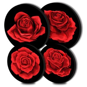 red rose electric stove burner covers，set of 4 round stove burner covers，8 inches and 10 inches，gas stove burner covers,metal stove burner cover，rose bloom cooktop decorative，home decor,kitchen decor