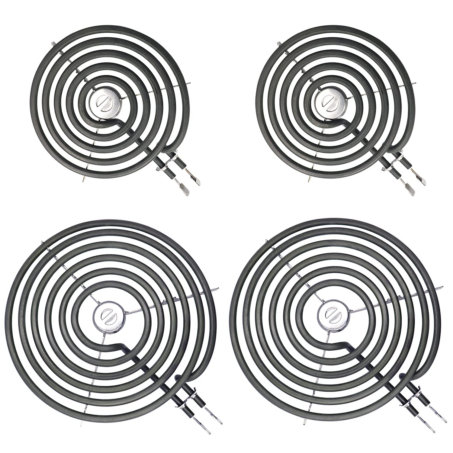 4 Pack WB30M1 and WB30M2 Electric Stove Burner Replacement for GE Hotpoint Kenmore, ge electric stove burner replacement 6"and 8",ge Electric Range Burner Element,ge Stove Electric Burner Replacement