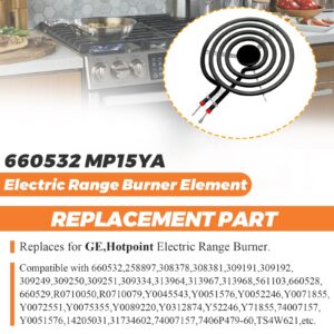 660532 MP15YA Electric Range Burner Element 6 inch 1500W 4 Turns surface element replacement for Whirlpool Kenmore ranges replacement burners wfc310s0ak, rf110axsq3, kf330add1,ffef3011lwd,etc.