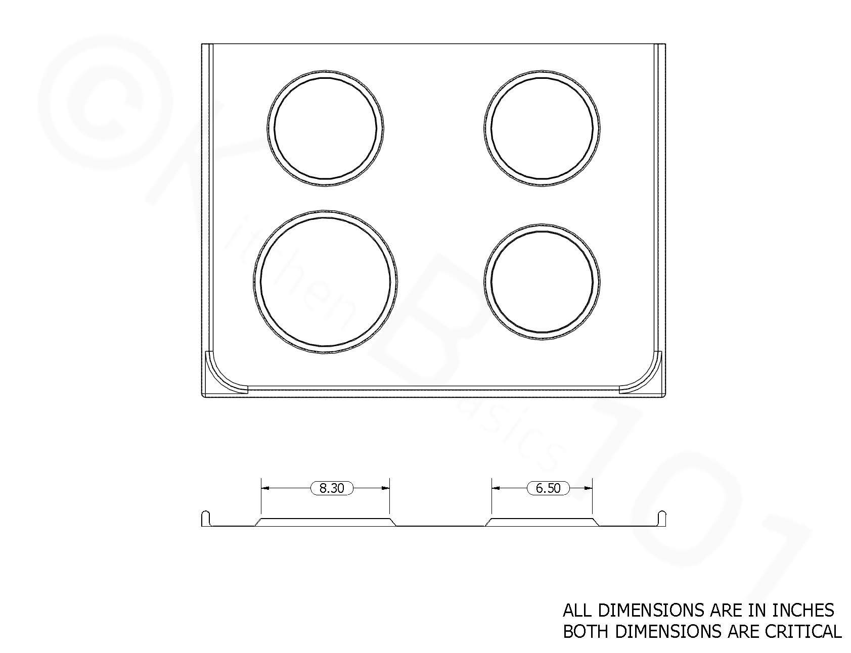 KITCHEN BASICS 101 Made in the USA 316048413 & 316048414 Range Burner Chrome Drip Pans Replacement for Frigidaire Kenmore Electric Stove w/Locking Slots, 2 Small 6-Inch & 2 Large 8-Inch Pans, 4 Pack