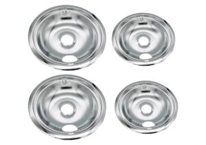 amazinpure wb31t10010 and wb31t10011 replacement chrome drip pans for ge/hotpoint electric range with locking slot includes 2 6-inch and 2 8-inch pans, 4 pack wb32t10008 wb32x10015 dp165 ge68c